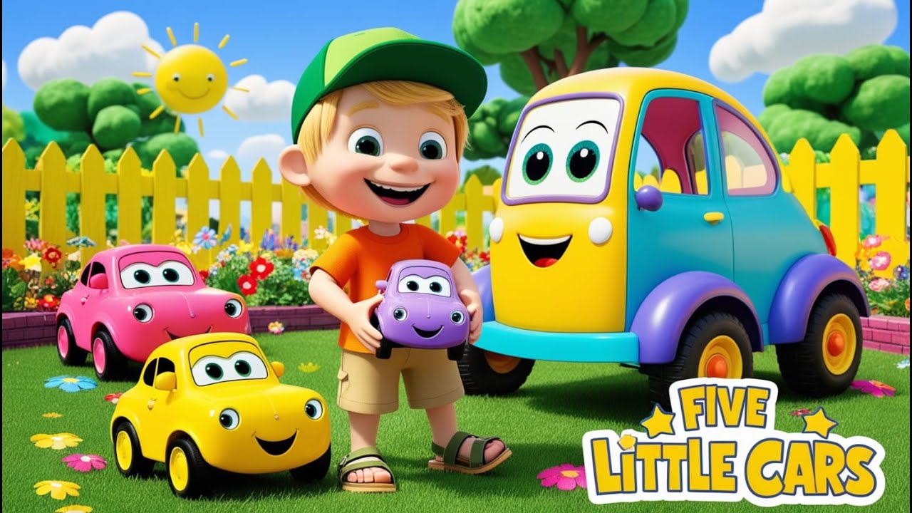 Five Little Cars | Car Song | Nursery Rhymes | Kids Song - YouTube