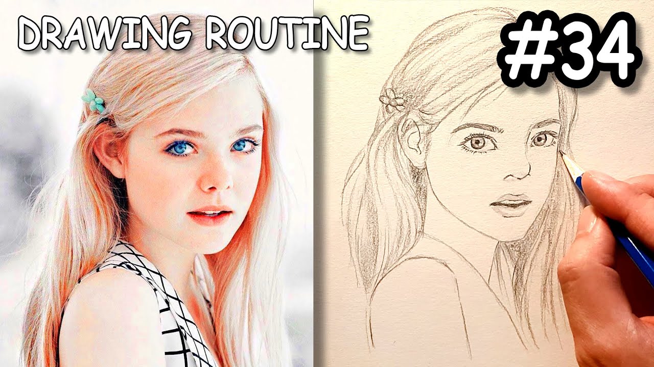 Can I draw Elle Fanning with the Loomis Method? Drawing Routine #34 ...
