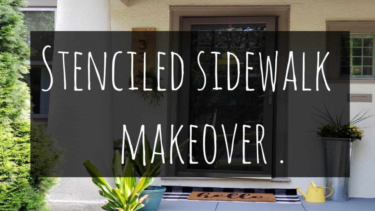 Stenciled sidewalk makeover. Easy inexpensive diy #farmhousedecorlook ...
