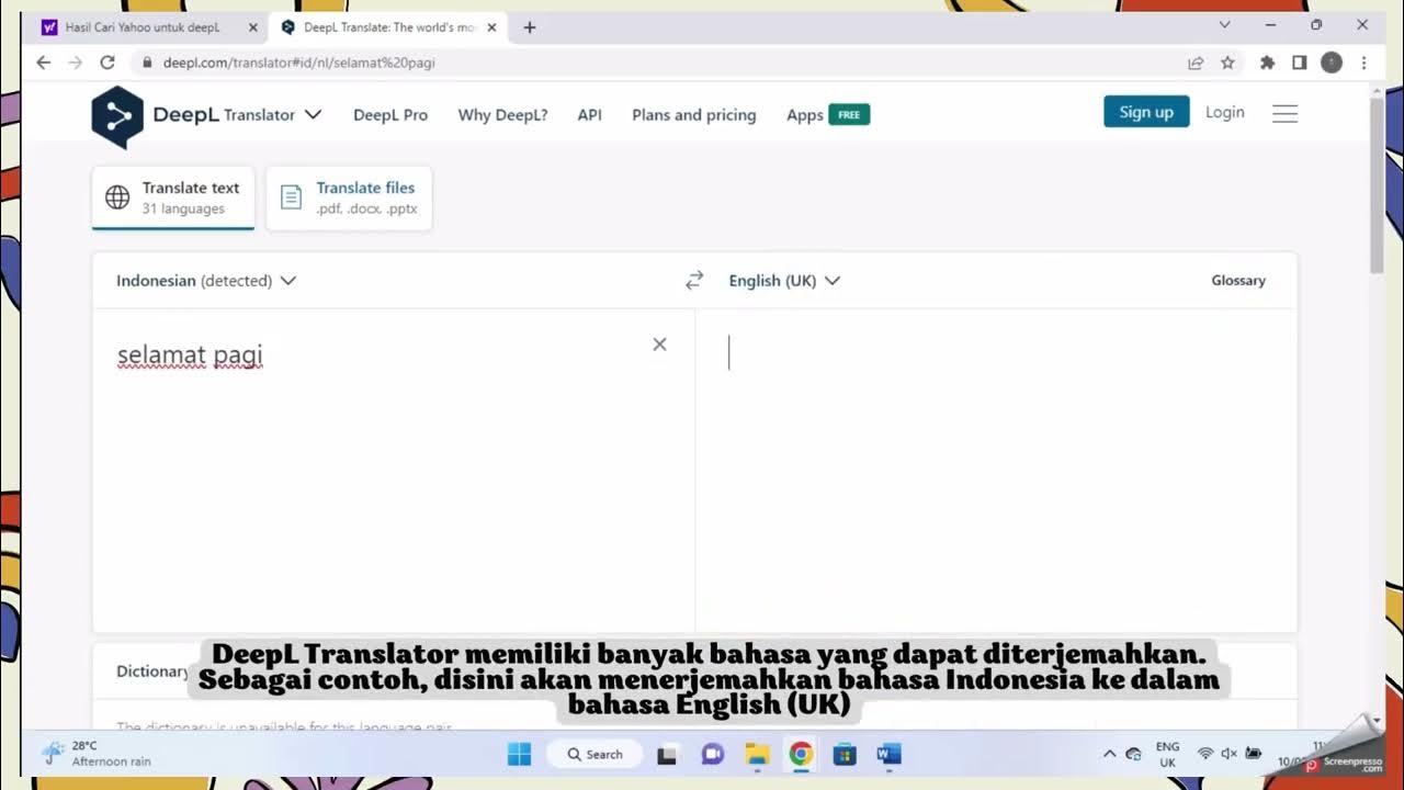 tutorial cara menggunakan deepl translator - YouTube
