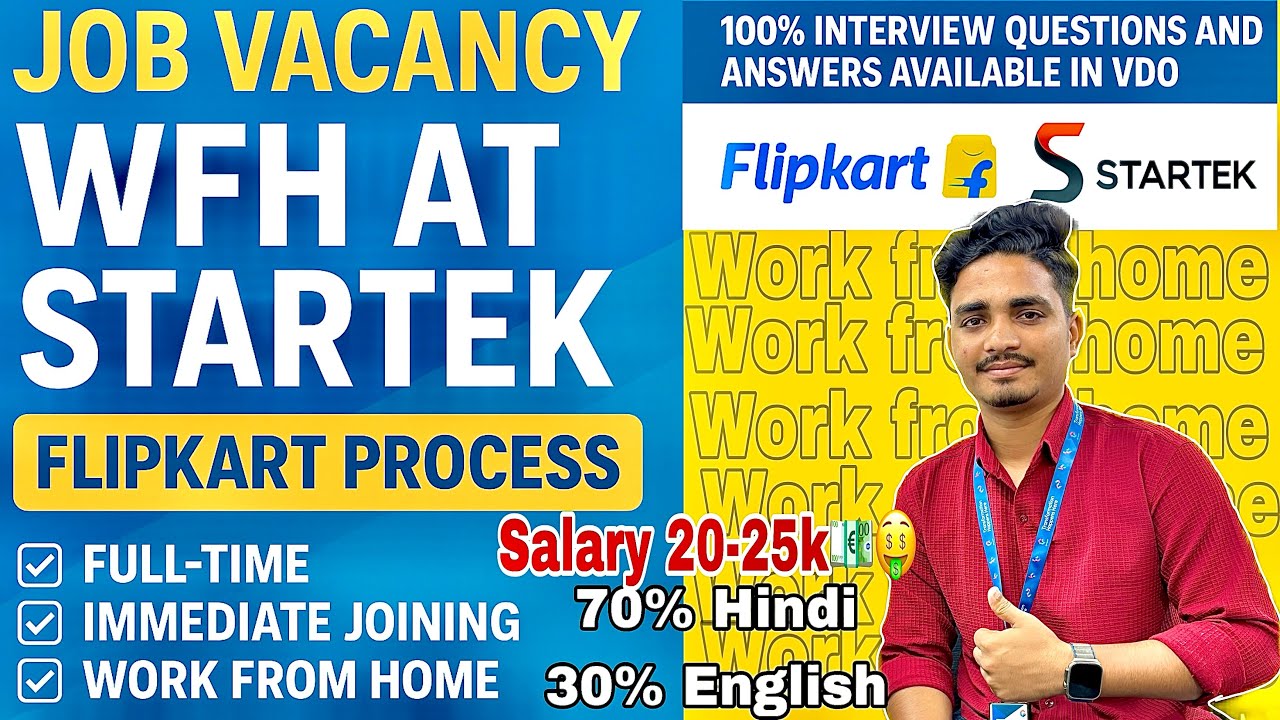 🔥 Work From Home Job at Flipkart | Startek Hiring | 12th Pass Eligible ...
