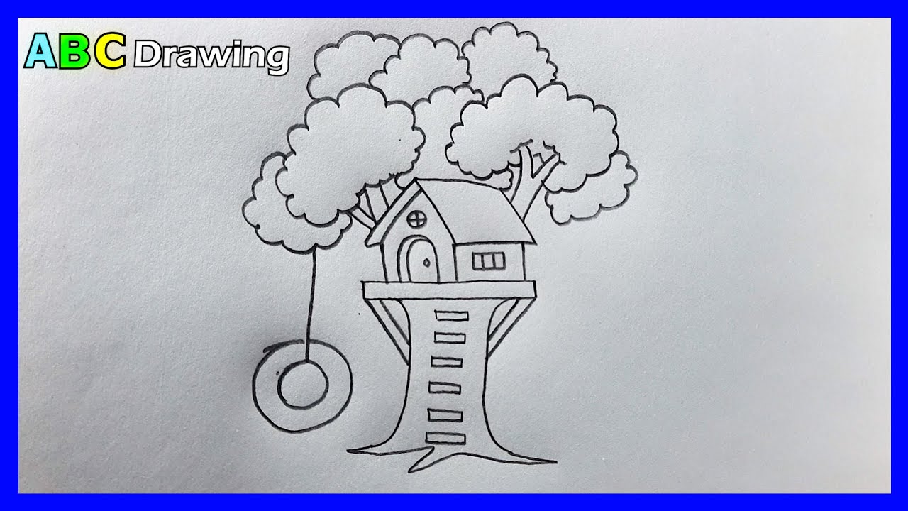 Tree House Drawing | Beautiful Drawing For Kids | Pencil Drawing For ...