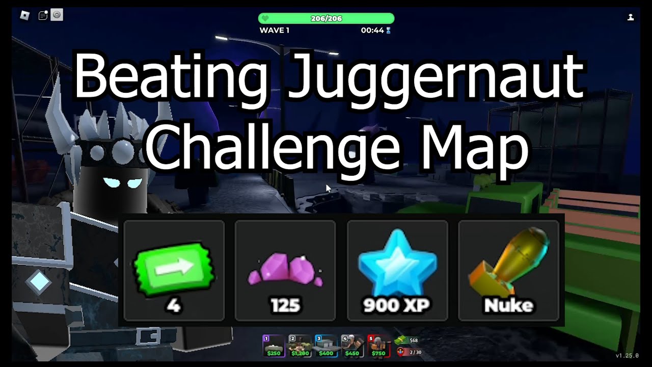 Beating Juggernaut Challenge Map in Tower Defense Simulator - YouTube