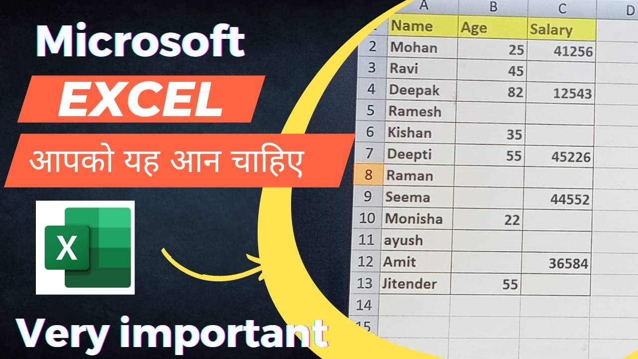 Ms Excel Important Tricks #sunshine computer institute - YouTube