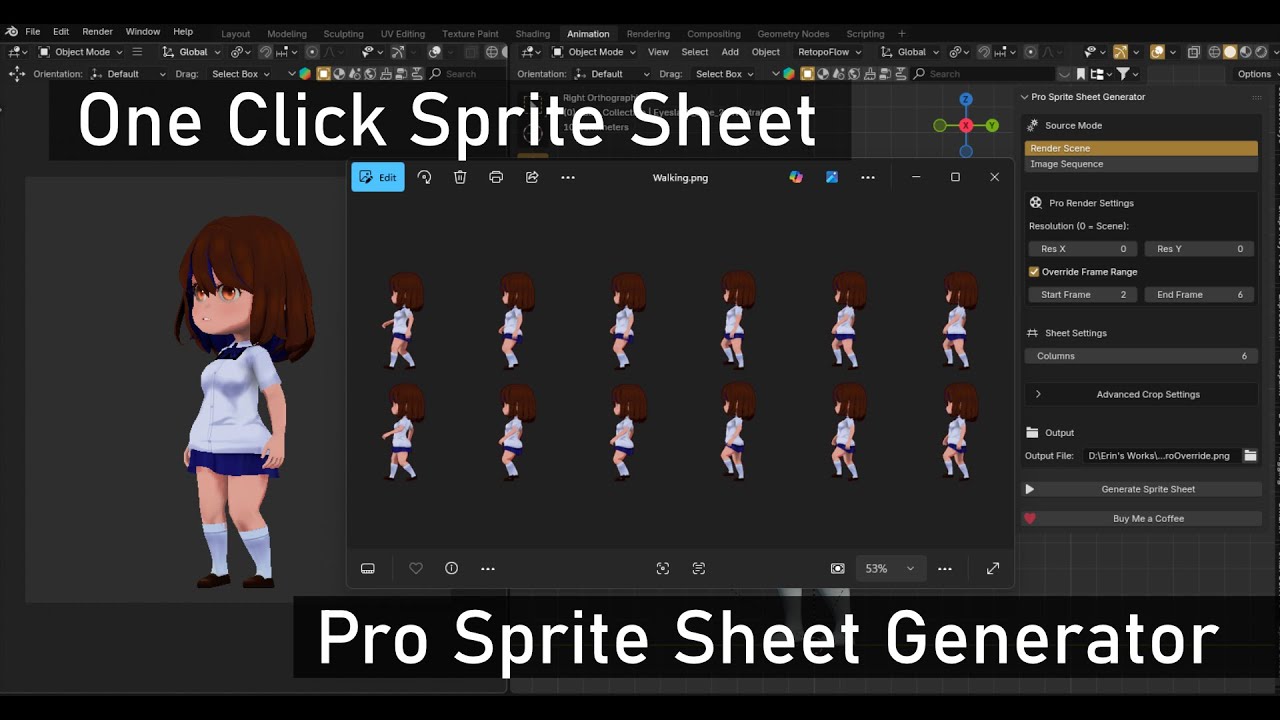 One Click Sprite Sheet | Pro Sprite Sheet Generator | Blender Addon ...
