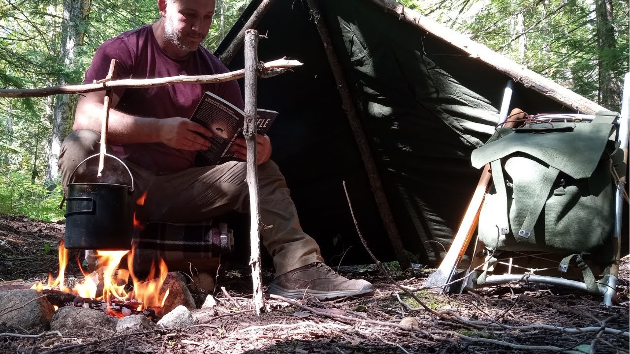 Setting up a Bushcraft Camp and Making Pemmican Stew (Rubaboo). - YouTube