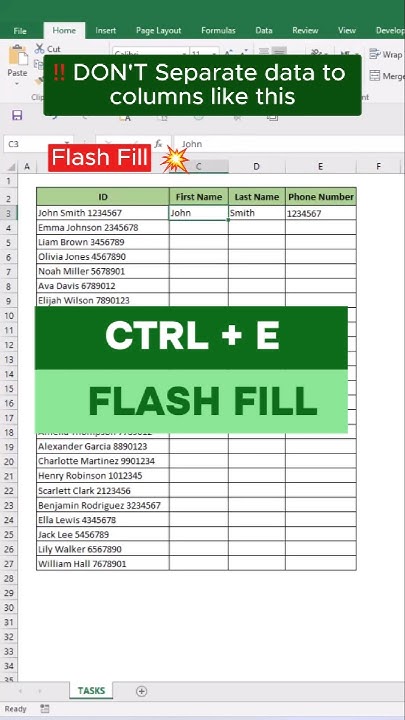 Flash Fill Values in Excel Like a PRO in 2024 #shorts #exceltips #exceltricks - YouTube