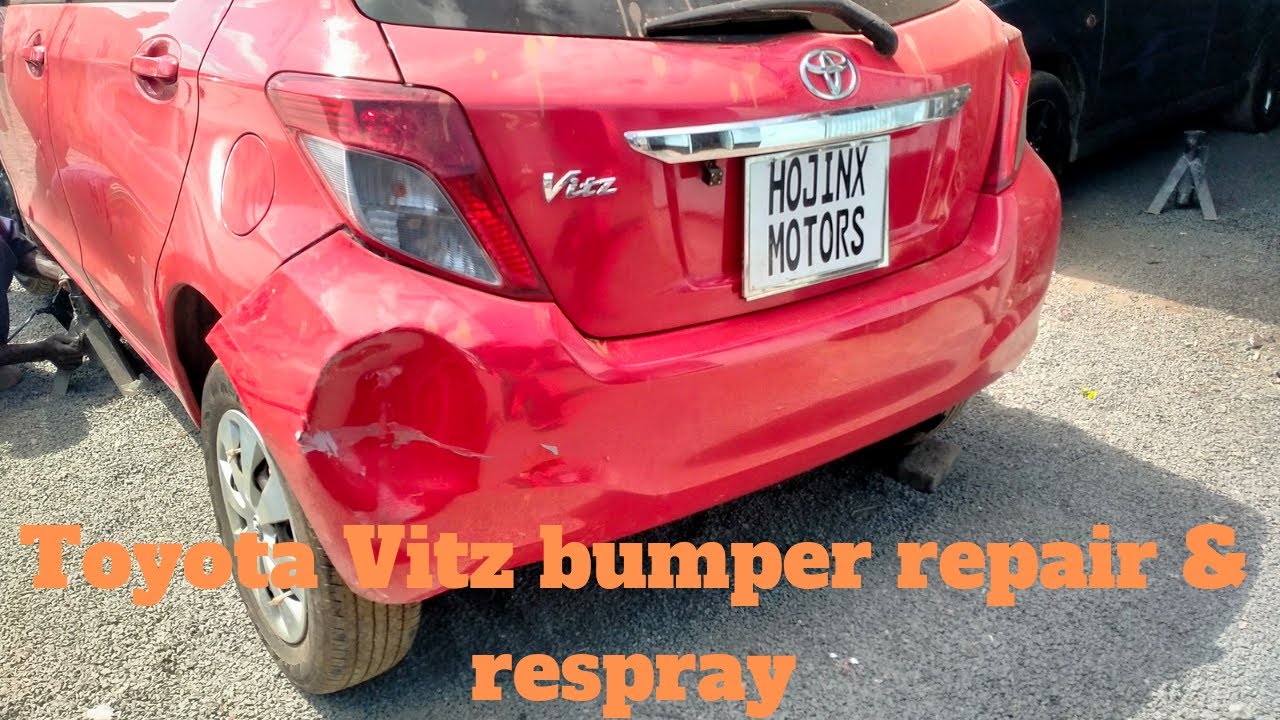 Toyota Vitz rear bumper & fender repair and respray. - YouTube