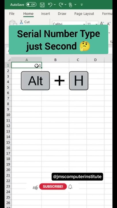 Serial Number in excel shortcut || Automatic serial Number in Excel - YouTube