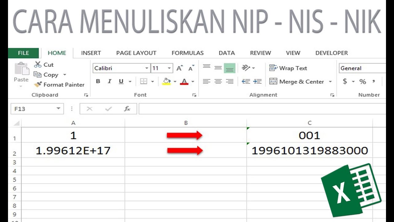 CARA MENULISKAN NIP - NIS - NIK | EXCEL - YouTube