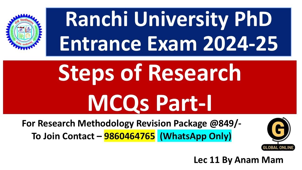 Steps Of Research Part I | PhD Entrance Exam | Ranchi University PhD ...