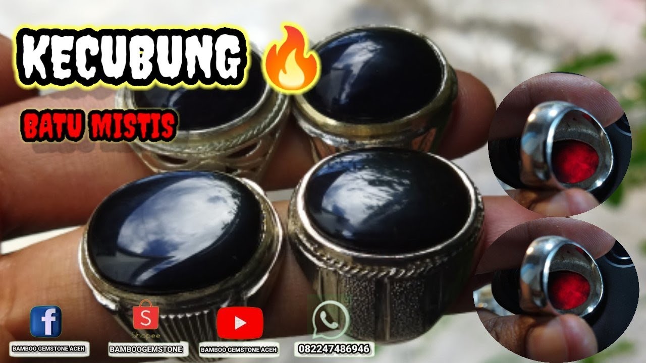 BATUK AKIK KECUBUNG API SUPER KRISTAL HITAM PEKAT MERAH API || STONE ...