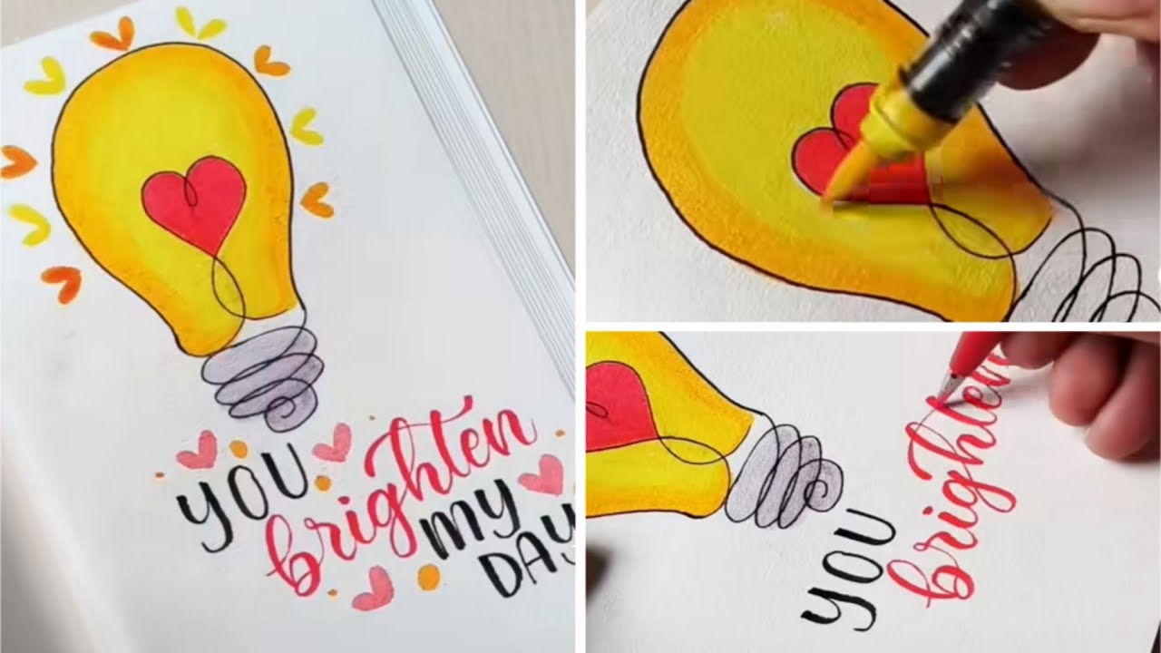 You brighten my day🤗🫂💡 ️/How to draw a bulb/Bulb drawing/Doodle art ...