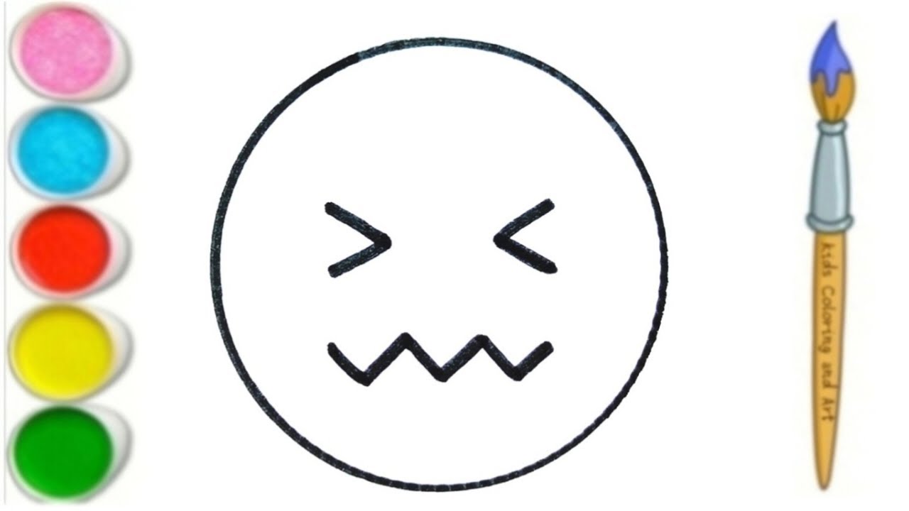 😈How to draw a confused emoji step by step, drawing for kids beginners ...