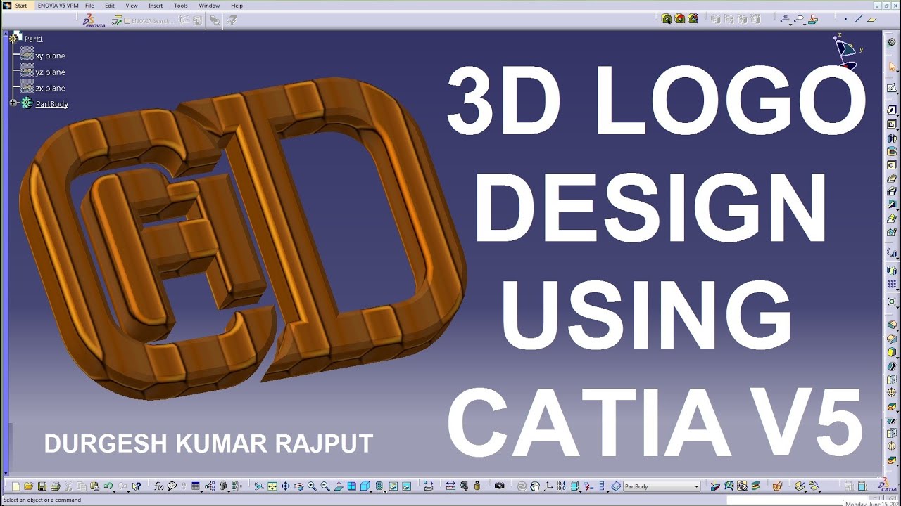 3D LOGO DESIGN USING CATIA V5 | 3D CAD DESIGN | DK RAJPUT - YouTube