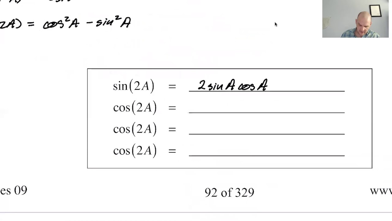 Deriving the Double Angle Formulas pg 92, pt 2 - YouTube
