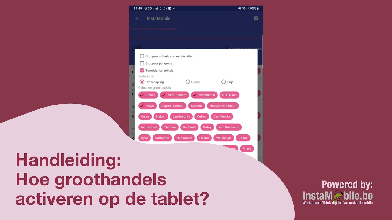 InstaMobile: Hoe groothandels activeren op tablet? - YouTube