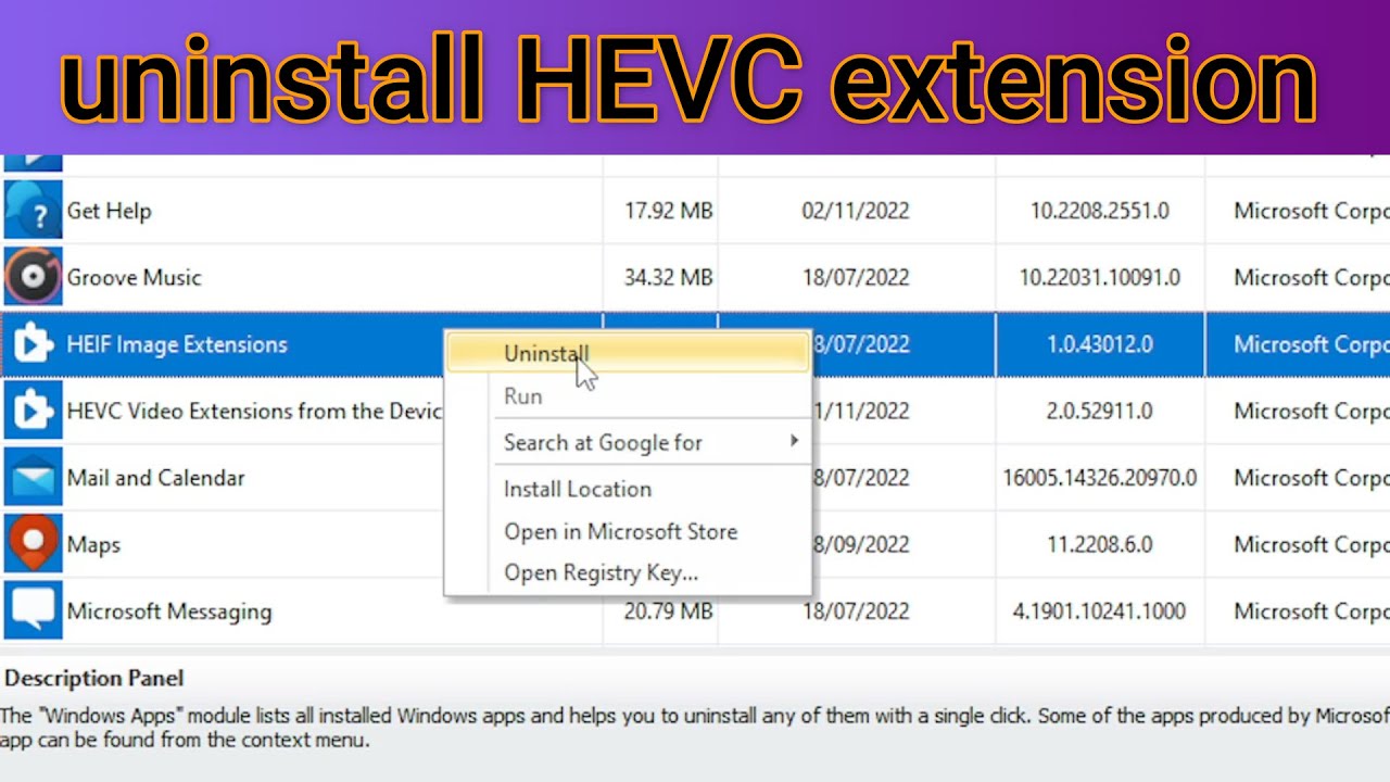 How to uninstall HEVC extension | HEVC video extensions uninstallation ...
