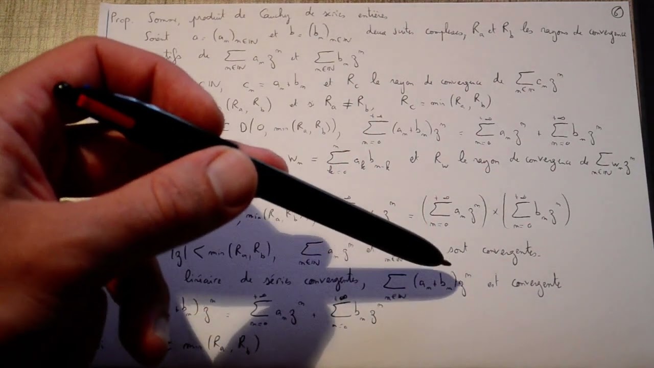 6 Rayon de convergence et somme et produit de Cauchy - YouTube