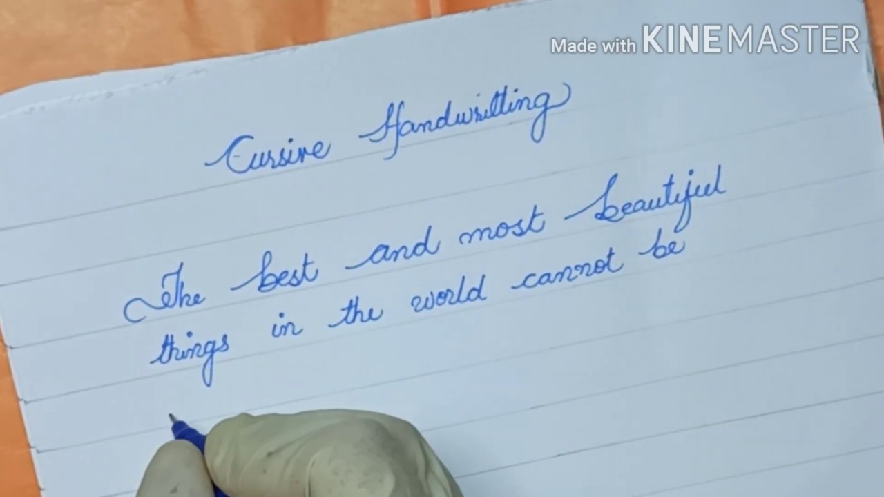 Cursive hand writing with blue pointer |calligraphy - YouTube