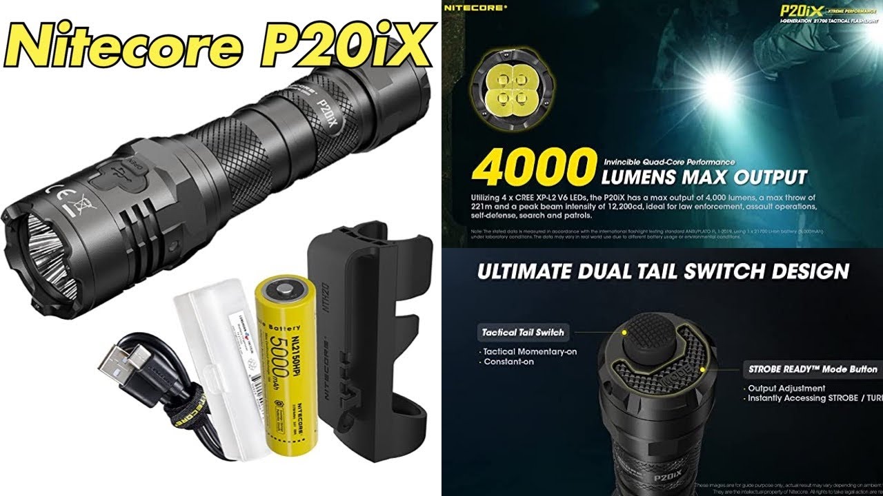 Nitecore P20iX 4000 lumen rechargeable Flashlight Compact yet powerful ...
