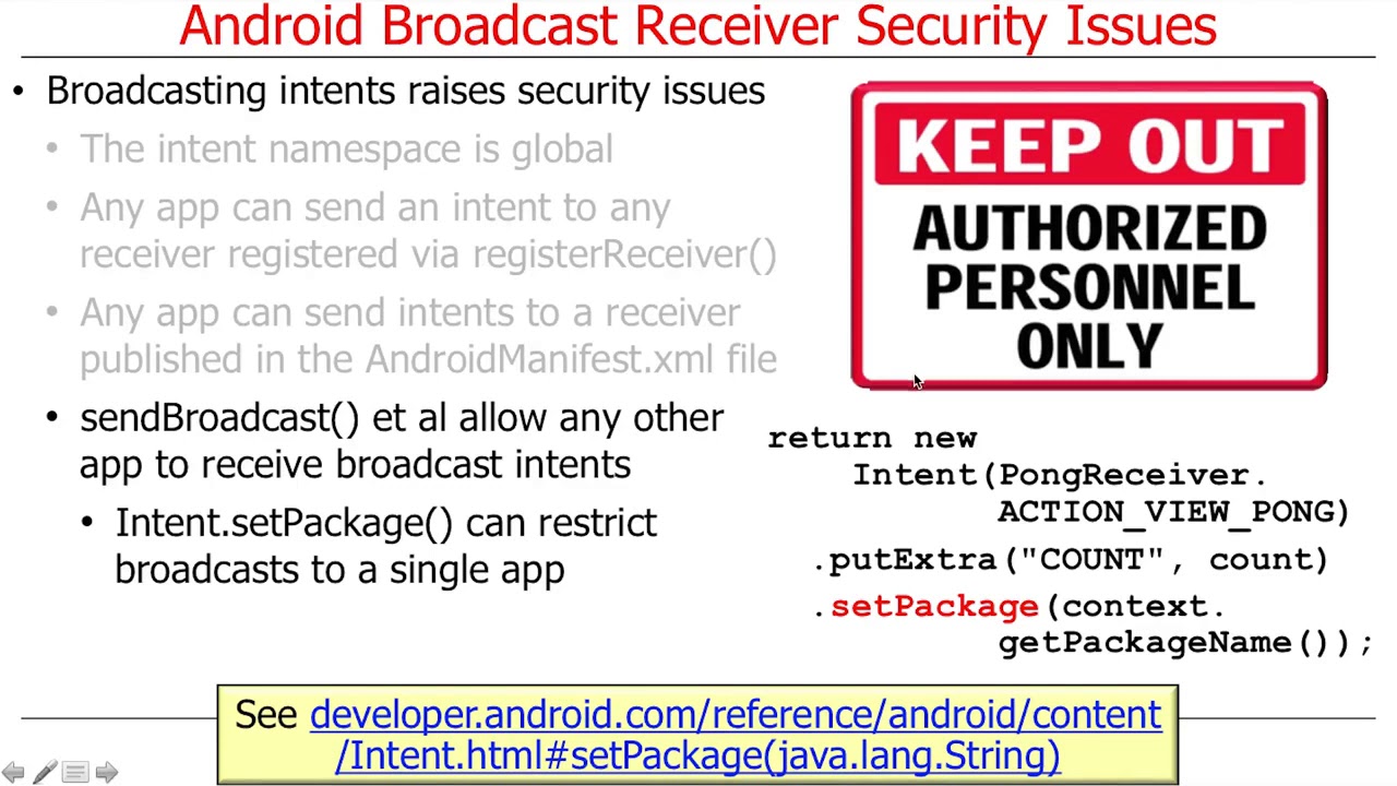 Android Broadcast Receiver Security - Android App Components - Intents ...