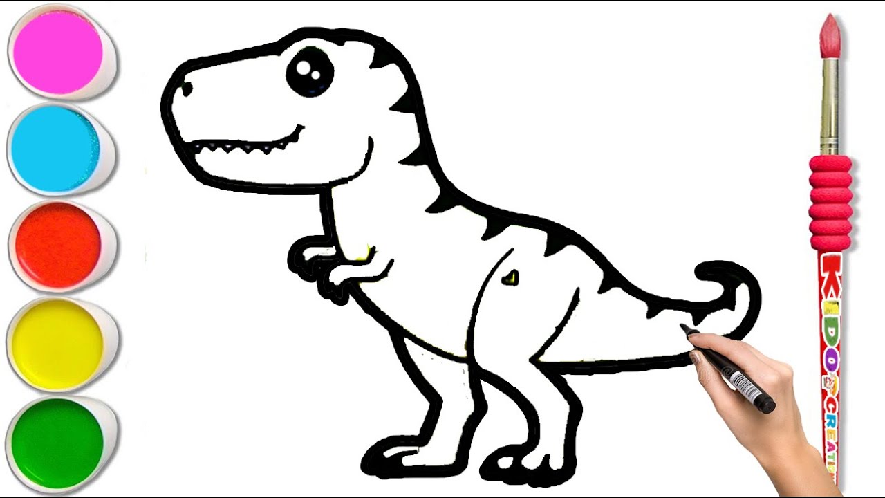 How To Draw Trex Dinosaur For Kids Step By Step | Easy बच्चों के लिए ...