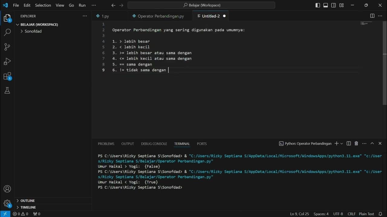 Cara Menggunakan Operator Perbandingan Dalam Bahasa Pemograman Python ...