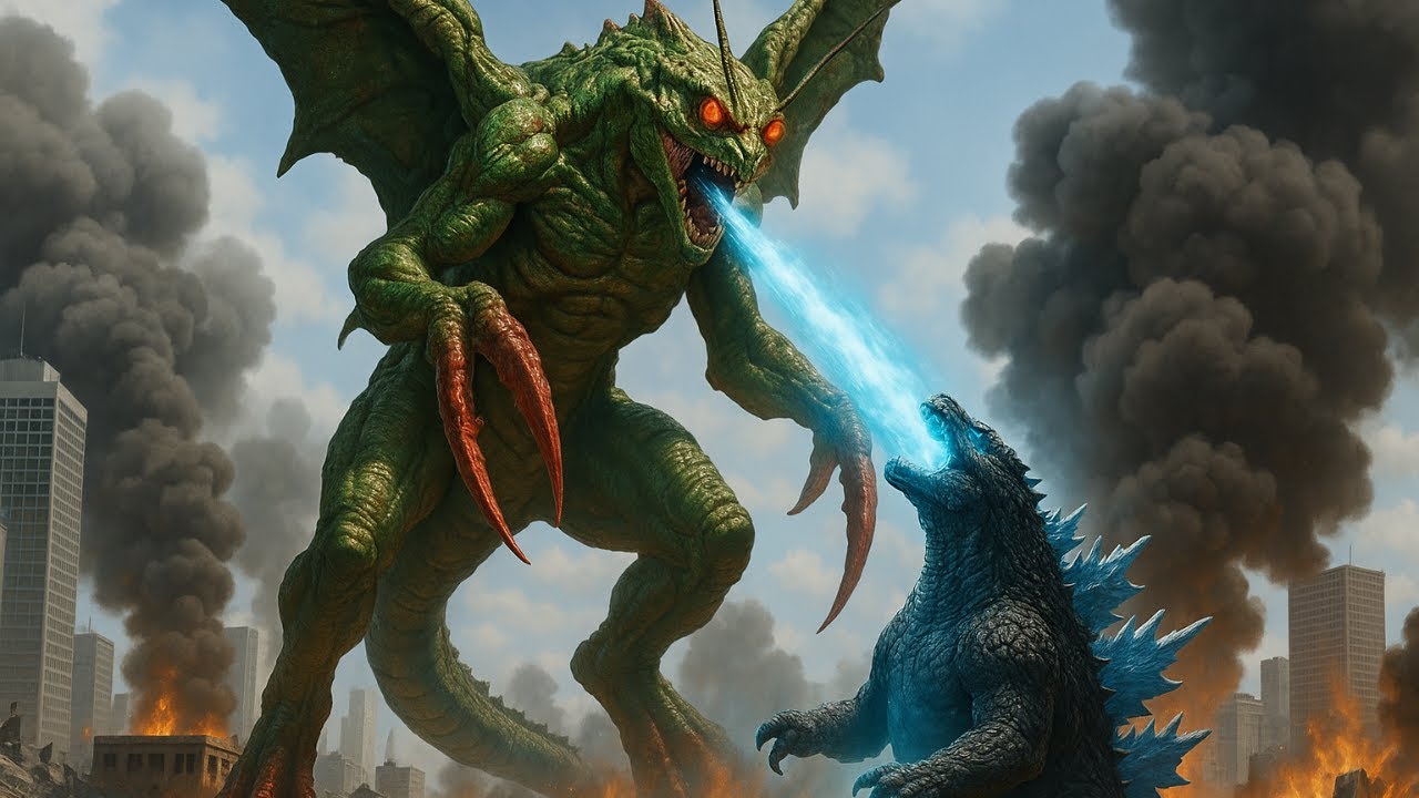 GODZILLA VS GIANT MANTIS | EPIC BATTLE TO SAVE THE CITY (FULL CINEMATIC ...