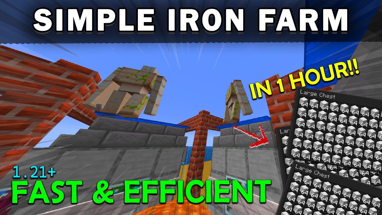 SIMPLE IRON FARM (FAST & EFFICIENT) | MINECRAFT JAVA 1 21+ - YouTube