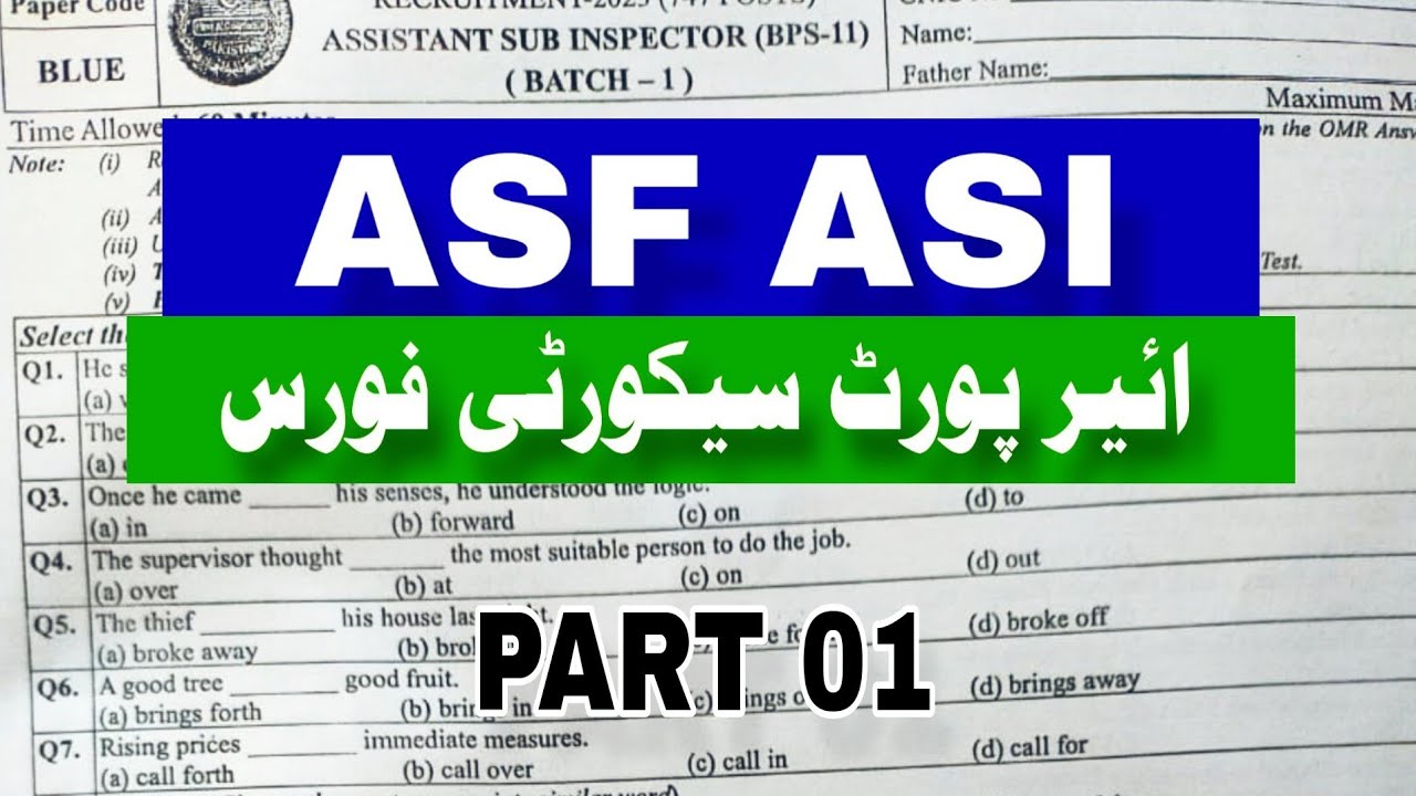 ASF ASI Written test 19 12 2023 ASSISTANT SUB INSPECTOR (BPS-11)(BATCH ...