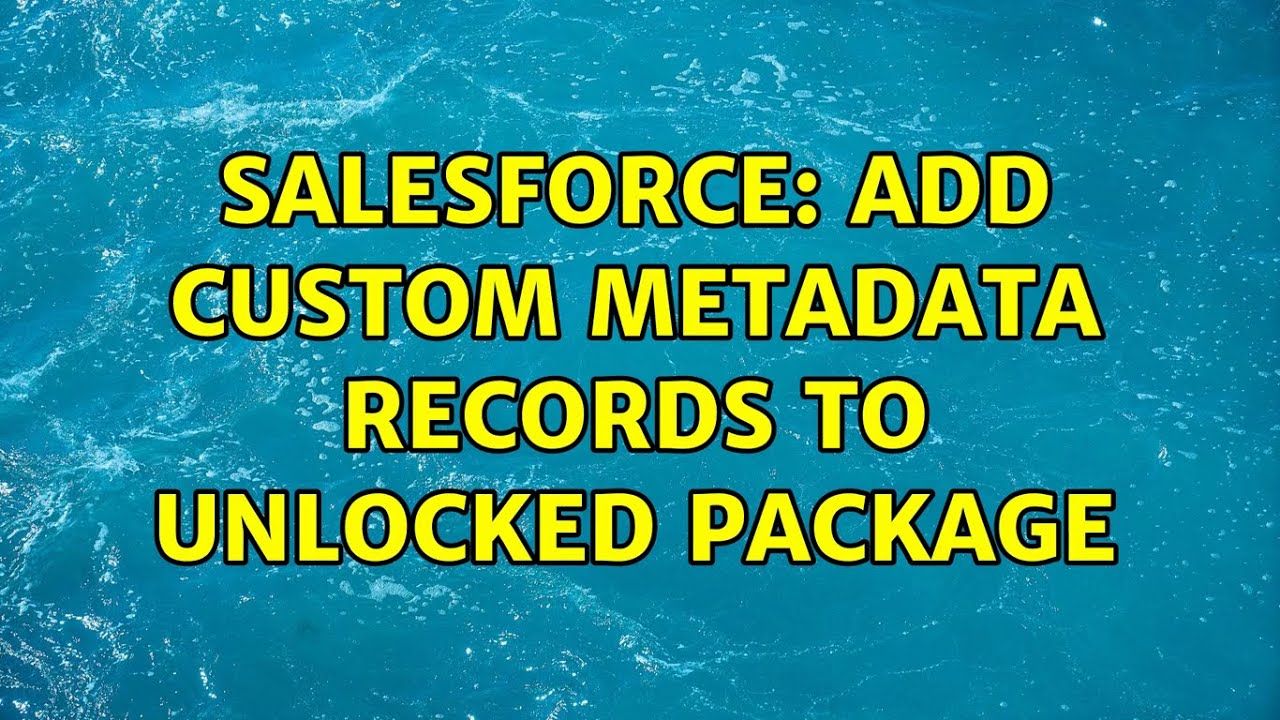 Salesforce Add Custom Metadata Records To Unlocked Package Youtube