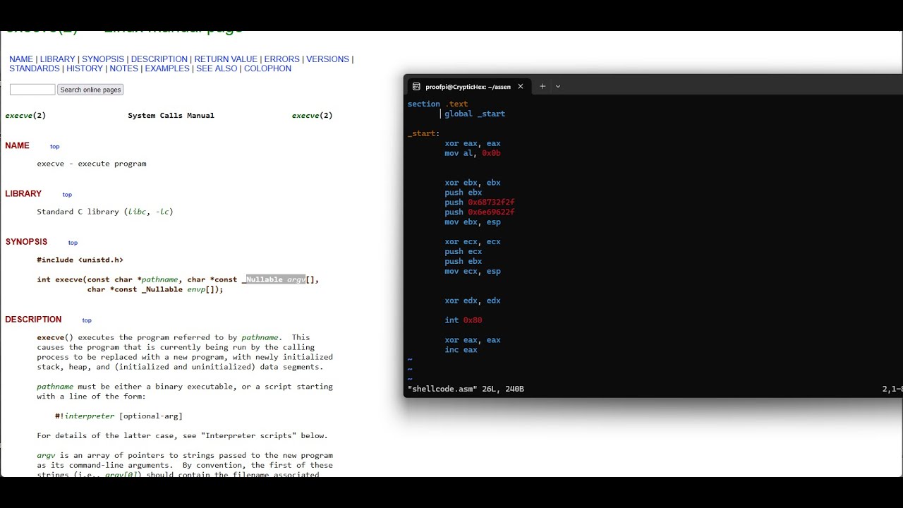 x86 Assembly ile shellcode (/bin/sh) - YouTube