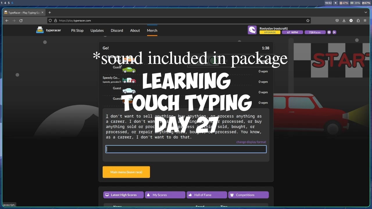 Learning touch typing day 27 - YouTube