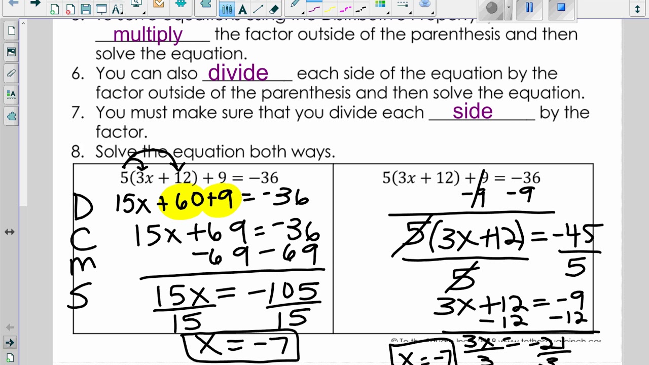 4. Equations with Distributive Property - YouTube