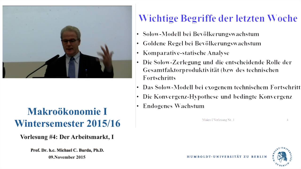 Makroökonomie 1 - Vorlesung 4 (Prof. Michael C. Burda) - YouTube