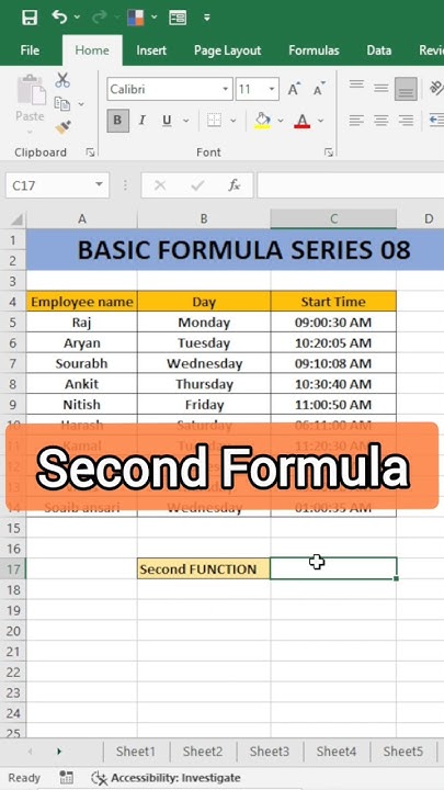 Second Formula in Excel | How to use Second formula in excel | Basic Formula Series - YouTube