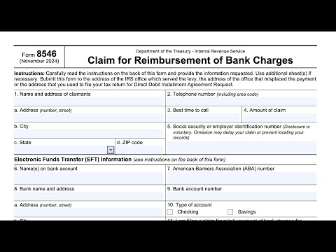 IRS Form 8546 Instructions - Reimbursement of Bank Charges