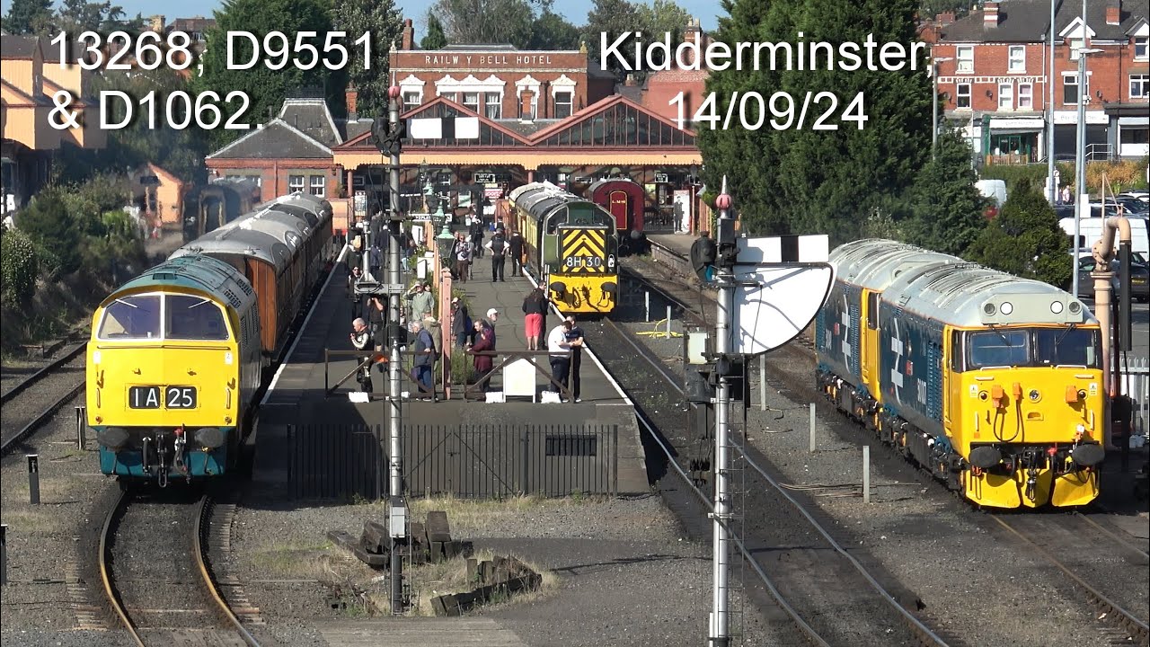 13268, D9551 & D1062. Kidderminster, 14/09/24. Bit windy on that ...