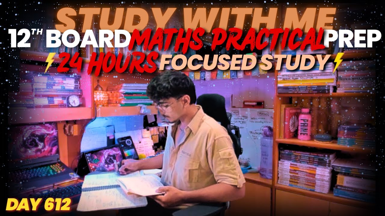 study with me live // 24 HOURS - Class 12th Maths Board Practicals GRIND 🌦️ rain + lofi ...