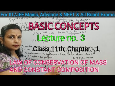 BASIC CONCEPTS, L 3, LAW OF CONSEVATION OF MASS & CONSTANT COMPOSITION ...