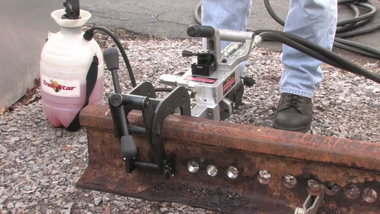 RM42 Hydraulic Power Feed Rail Drill - YouTube