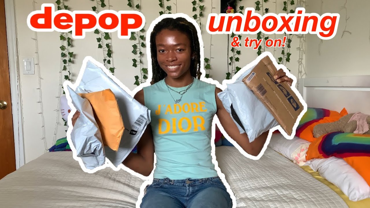 depop (& online thrift) unboxing and try on haul! - YouTube