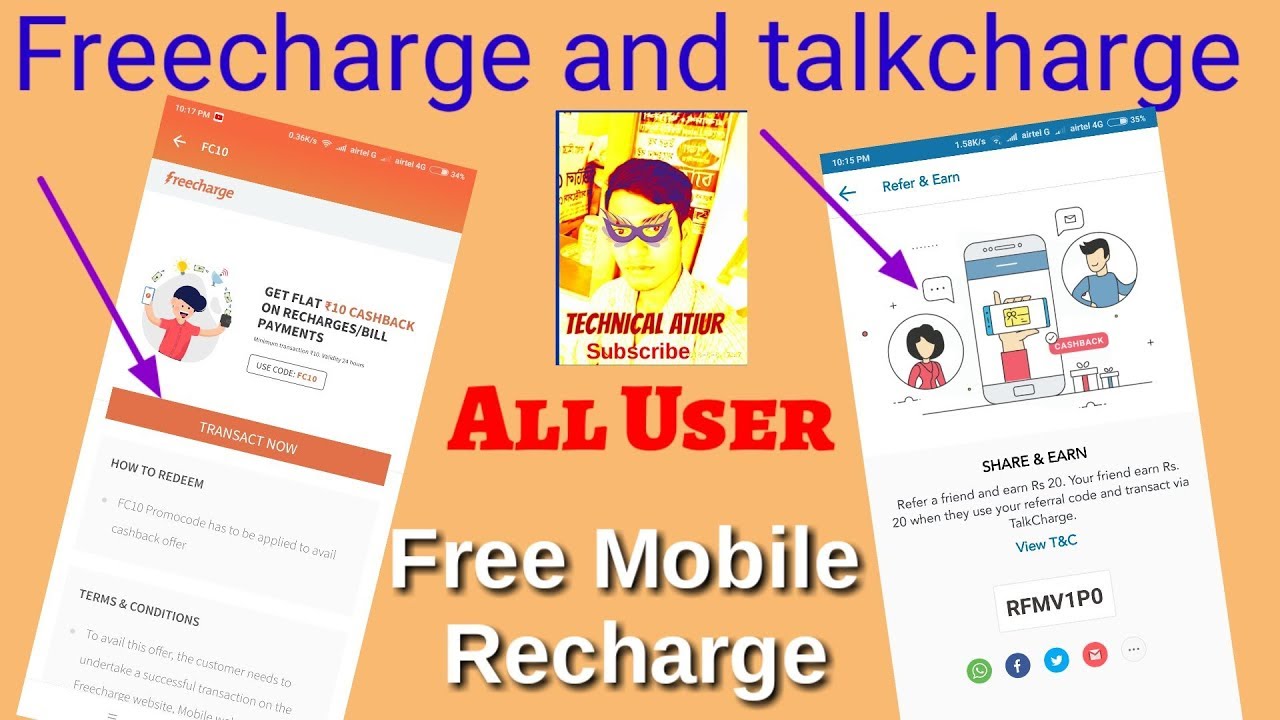 Freecharge and talkcharge || Free Mobile Recharge New promocode 2018 ...