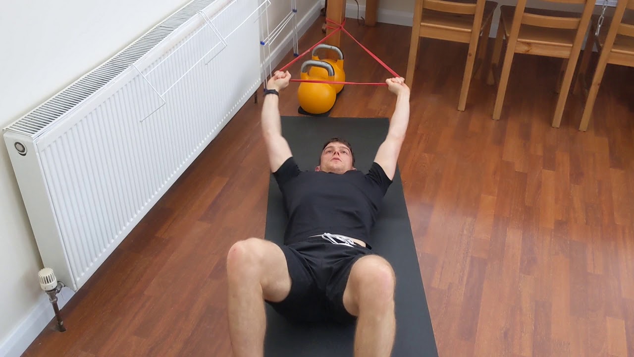 Supine band lat pulldown - YouTube