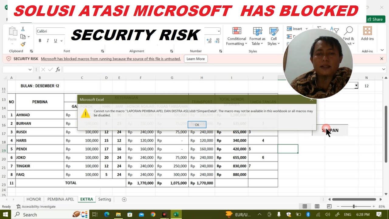 Cara Mengatasi SECURITY RISK Microsoft has blocked macros from running ...
