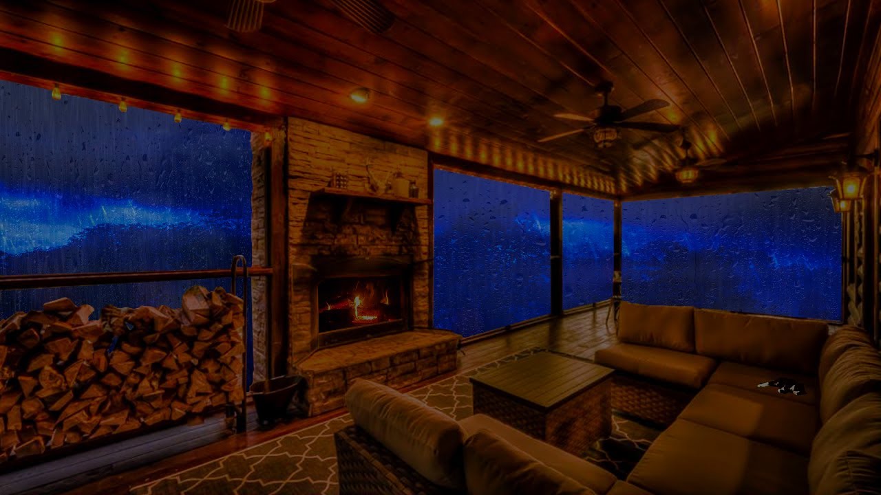 Relaxing Rain and Fireplace Sounds Calm Your Heart on a Rainy Night ...