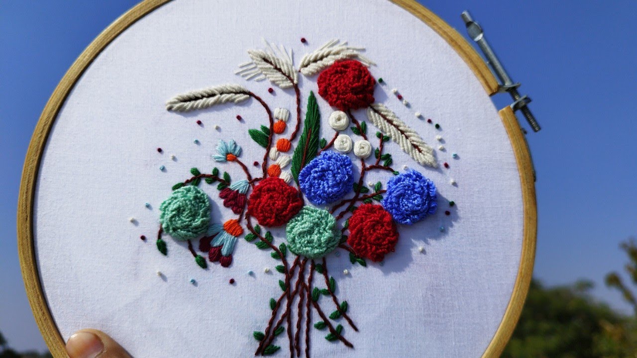 Easy hand embroidery for beginners | cast on stitch embroidery | 3D ...