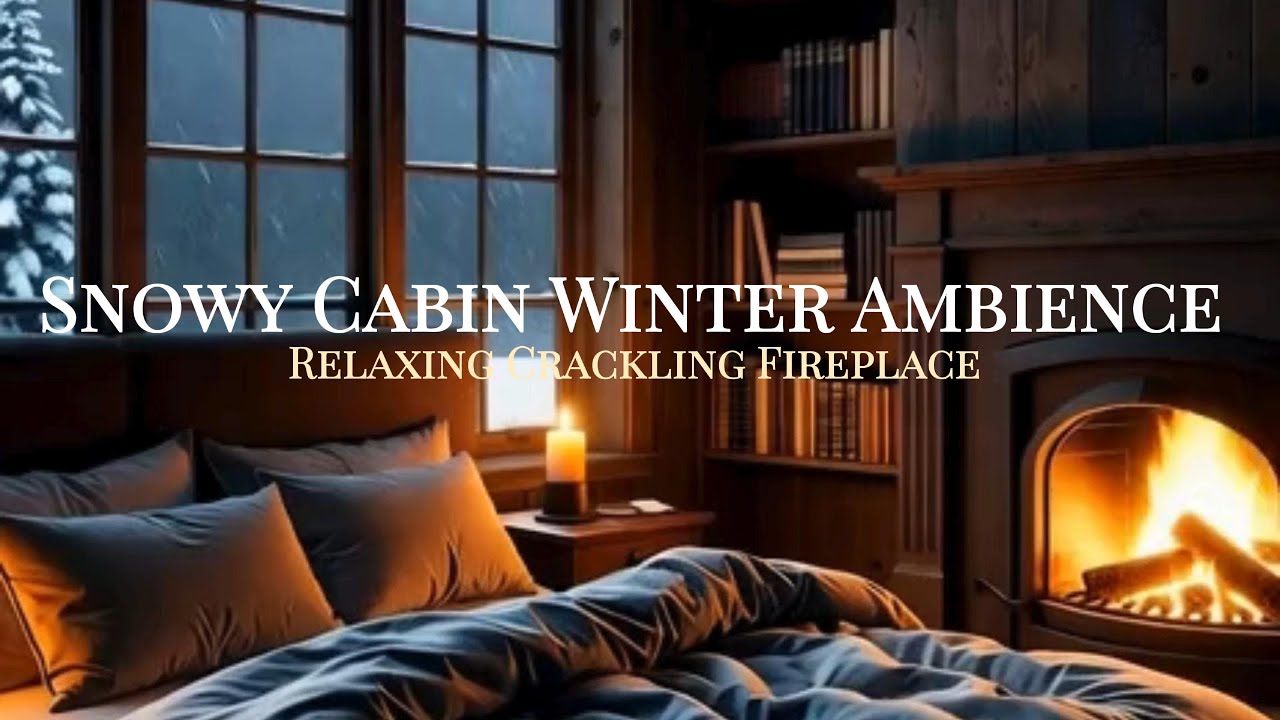 Snowy Cozy Cabin Fireplace ️🔥 Relaxing Winter Ambience calming ...