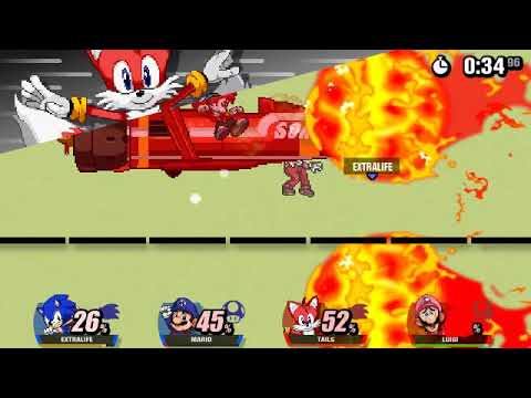 SSF2 sonic y mario vs tails y luigi - YouTube
